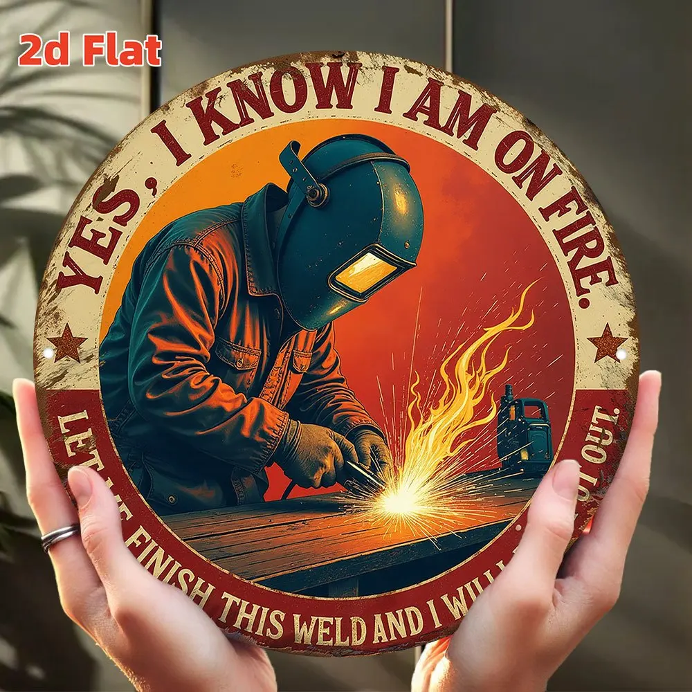 Vintage Industrial Welder Motivational Metal Sign - 7.79x7.79 Inch ...