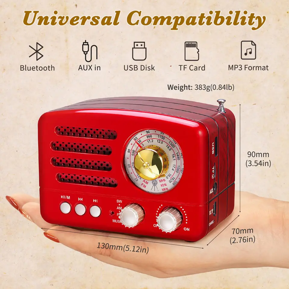Fm Radio Small Retro Vintage Radio With Bluetooth,Portable Transistor ...