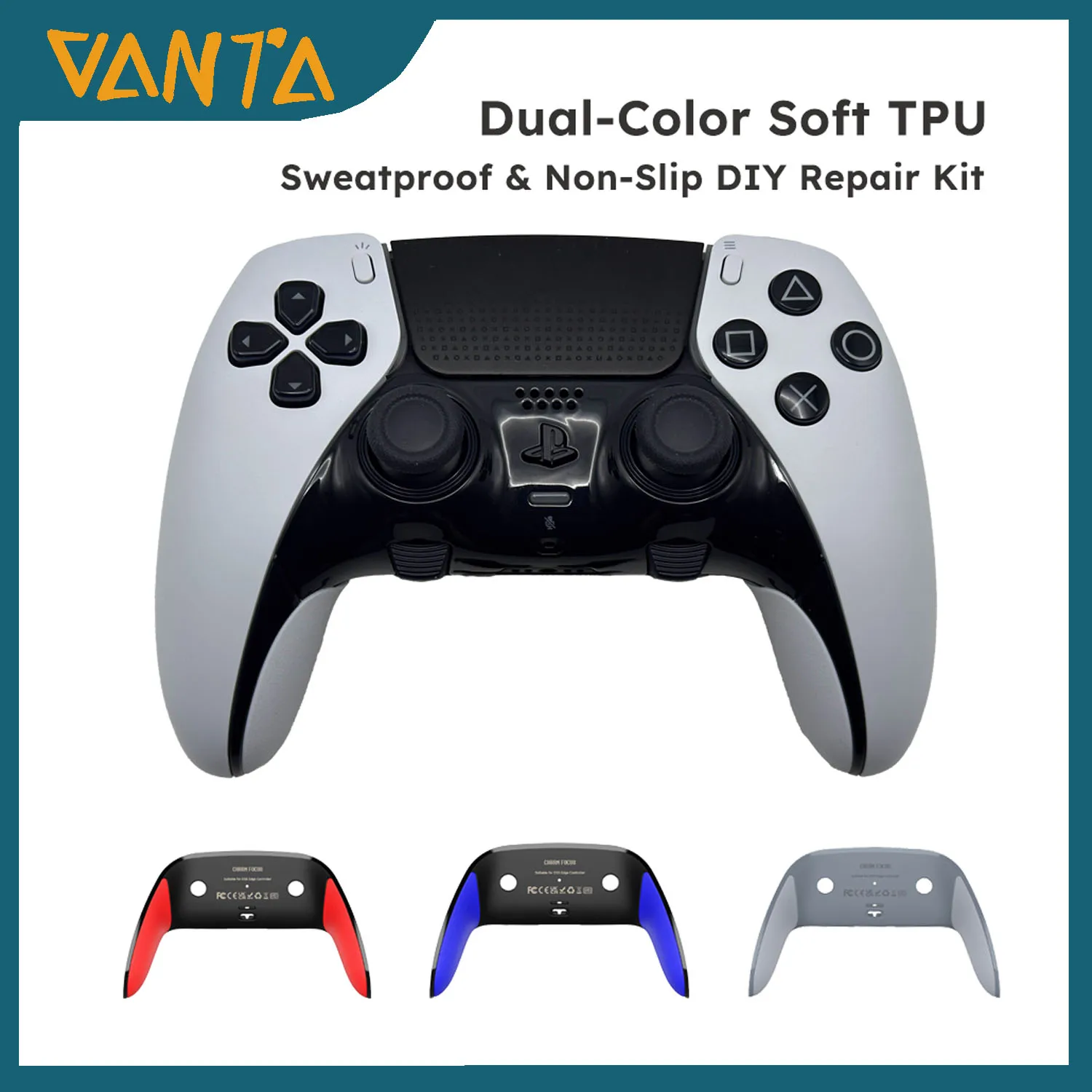 For DSE Elite Controller Dual-Color Soft TPU Back Cover for PS5 ...