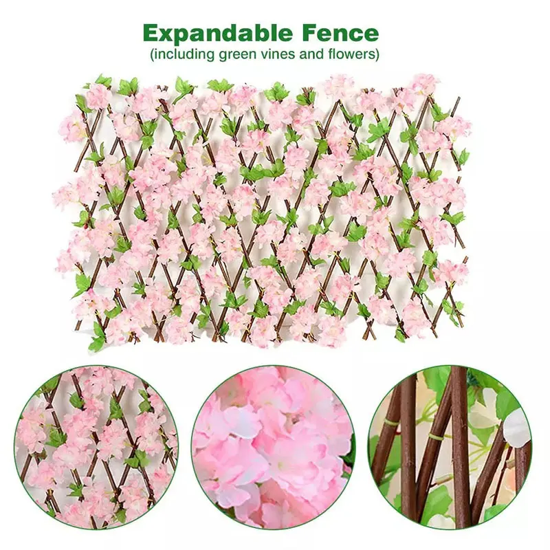 Privacy Fence with Artificial Leaf Flower Adjustable Expanding ...