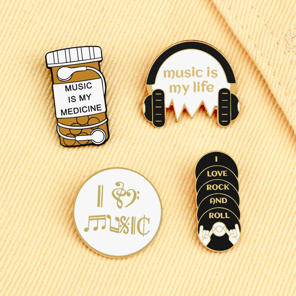Personality-Music-Enthusiast-Badges-Pins-MUSIC-IS-MY-LIFE-Earphone-CD ...