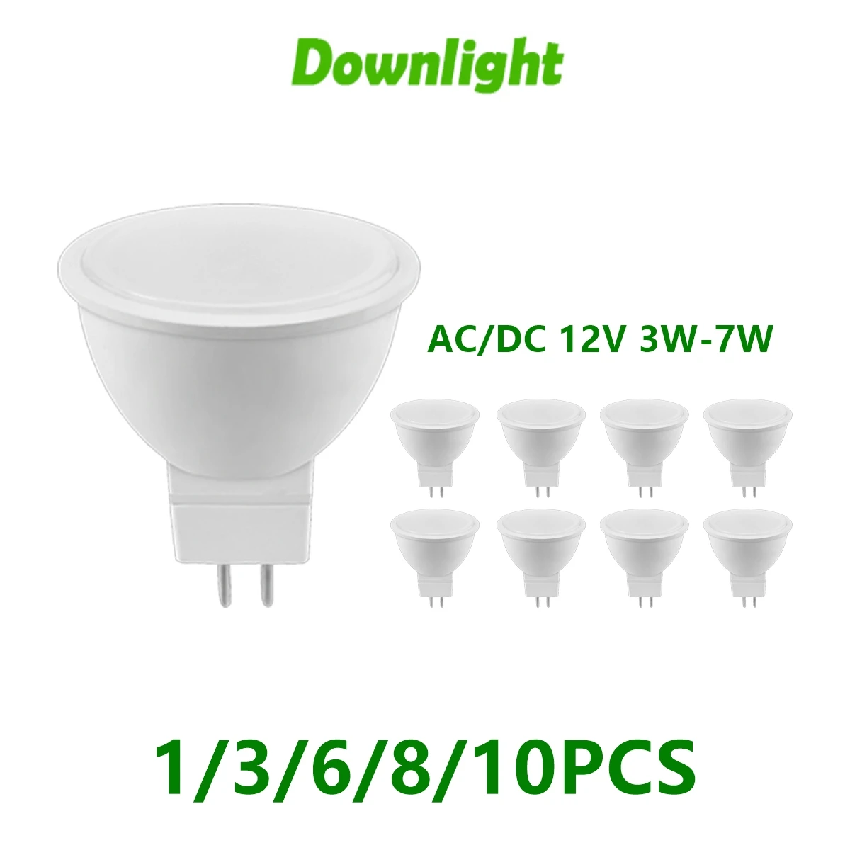 Foco MR16 GU 5,3 AC DC12V 3W 5W 6W 7W, luz de día blanca cálida, lámpara de luz LED para ...