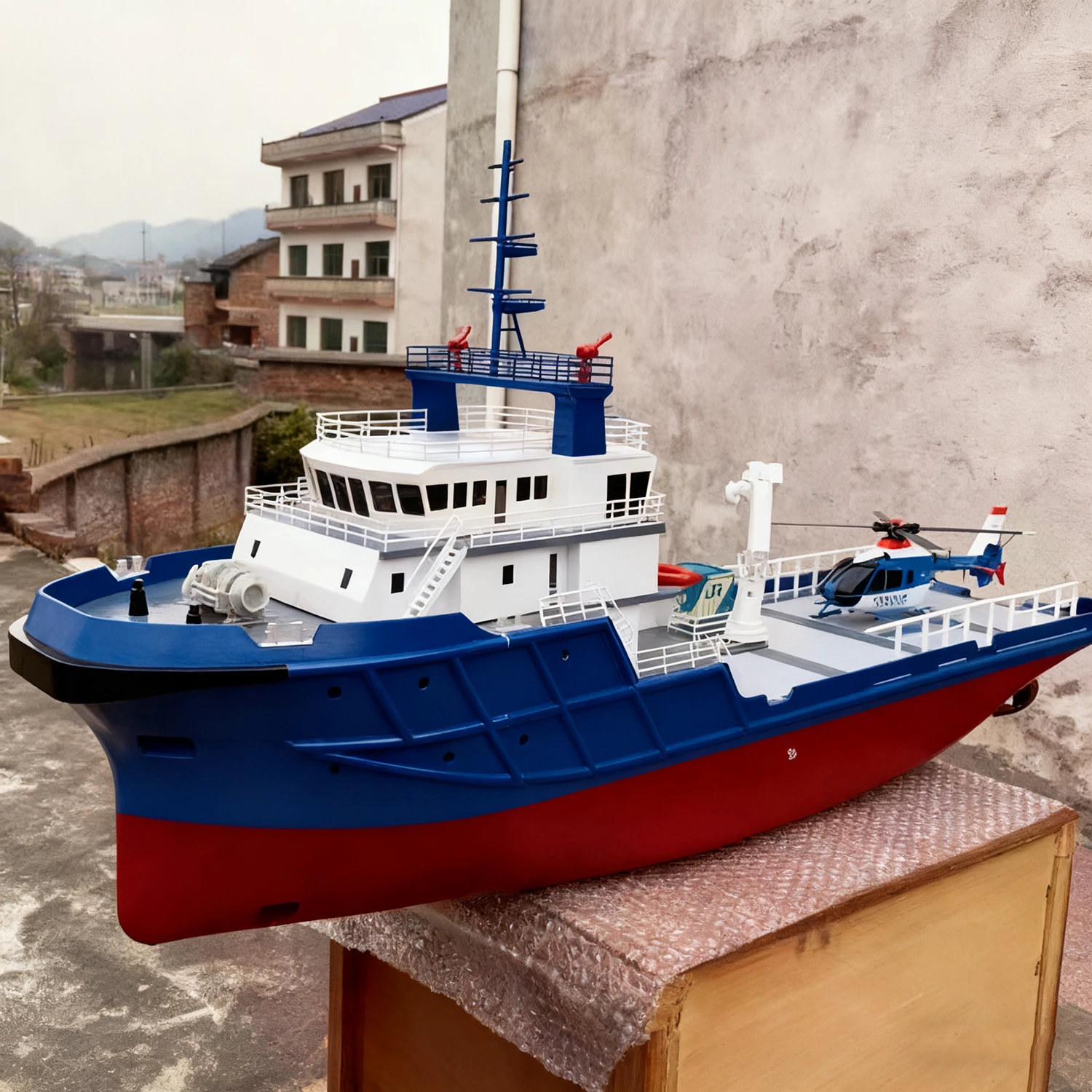 RC Boat 120cm Simulation Marine Tri-purpose Tugboat Remote Control ...
