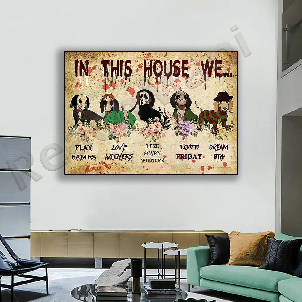 Funny-Dachshund-Vintage-Poster-In-This-House-Poster-Funny-Dachshund ...