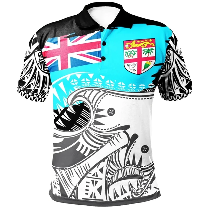 Fiji Flag Graphic T Shirt For Men Fijian National Polo Shirts Fashion ...