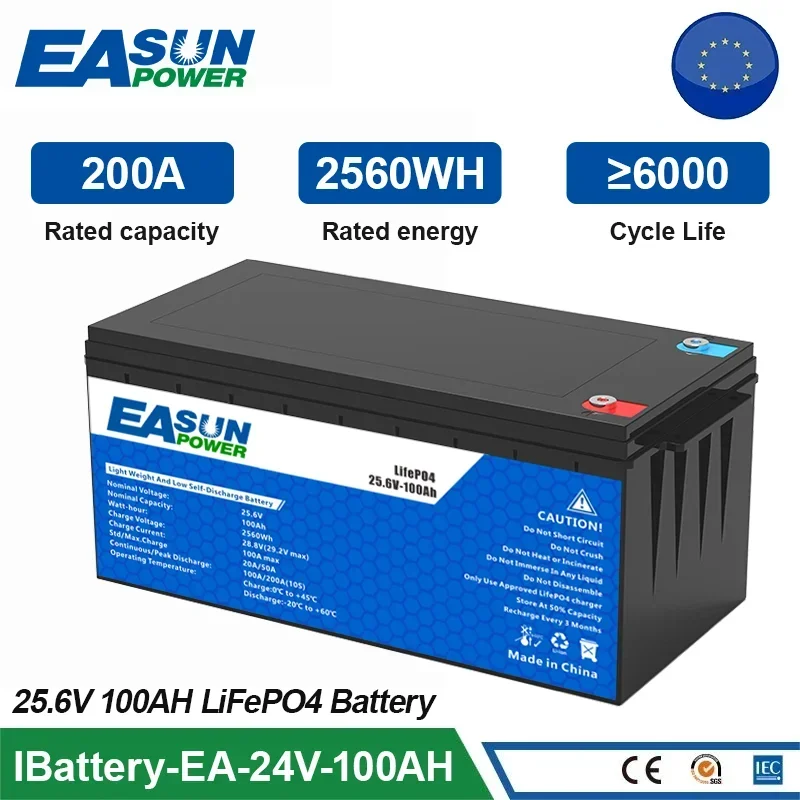 EASUN-POWER-LiFePO4-Battery-200AH-100AH-12V-24V-BMS-Rechargeable ...