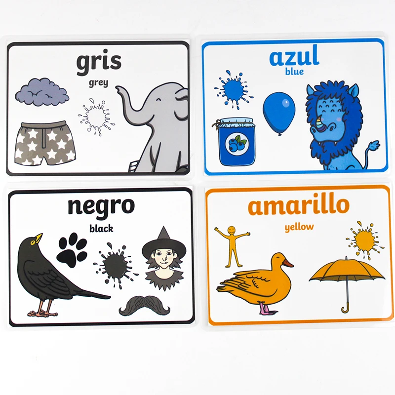 11pcs-Spanish-English-Color-Preschool-Flash-Cards-Categories-Kids ...
