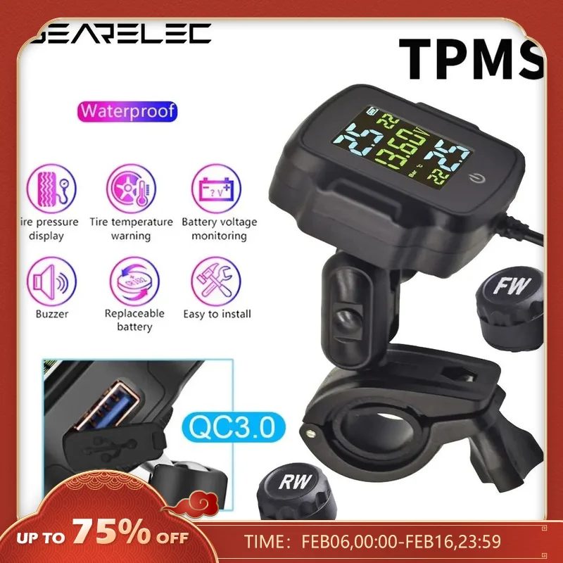 Motorcycle-TPMS-With-QC-3-0-Fast-Charging-USB-Output-Motorbike-Tire ...