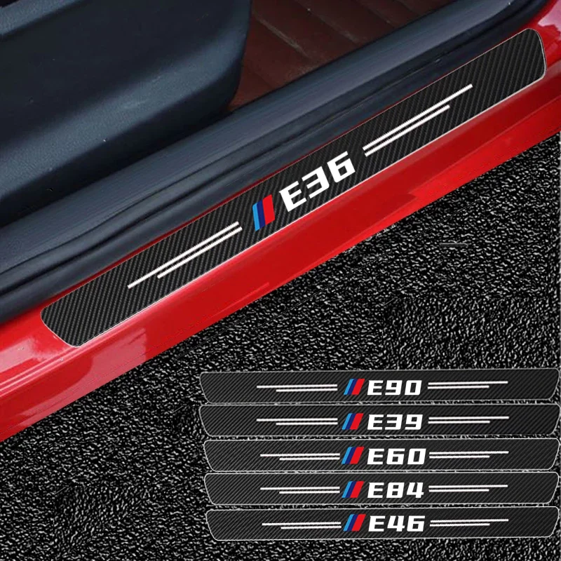 탄소 섬유 자동차 도어 문턱 스티커, 자동차 트렁크 보호 스트립, BMW M 엠블럼 E46 E36 E34 E90 F30 E60 F30 E53 E30 E92 E87