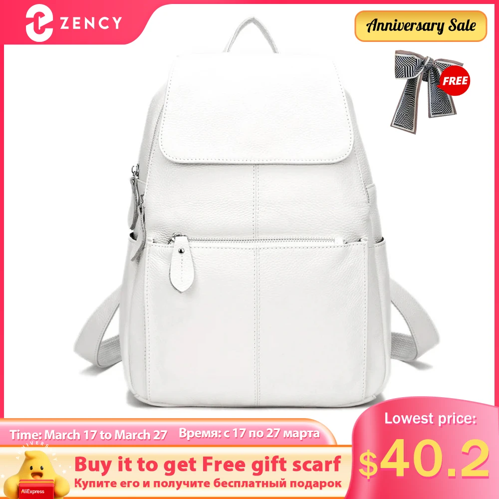 Zency-Stylish-White-Leather-Women-Backpack-A-Quality-Anti-theft-Large ...