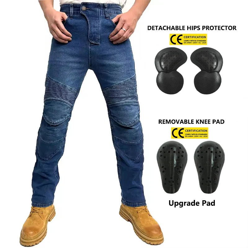 2025 New Motorcycle Road Racing Blue Pants Black Men Moto Jeans ...