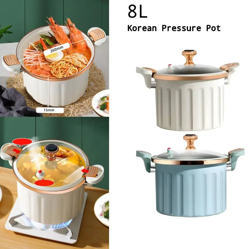8L Enamel Micro Pressure Pot Korean Vacuum Non stick Soup Pot Non Stick ...