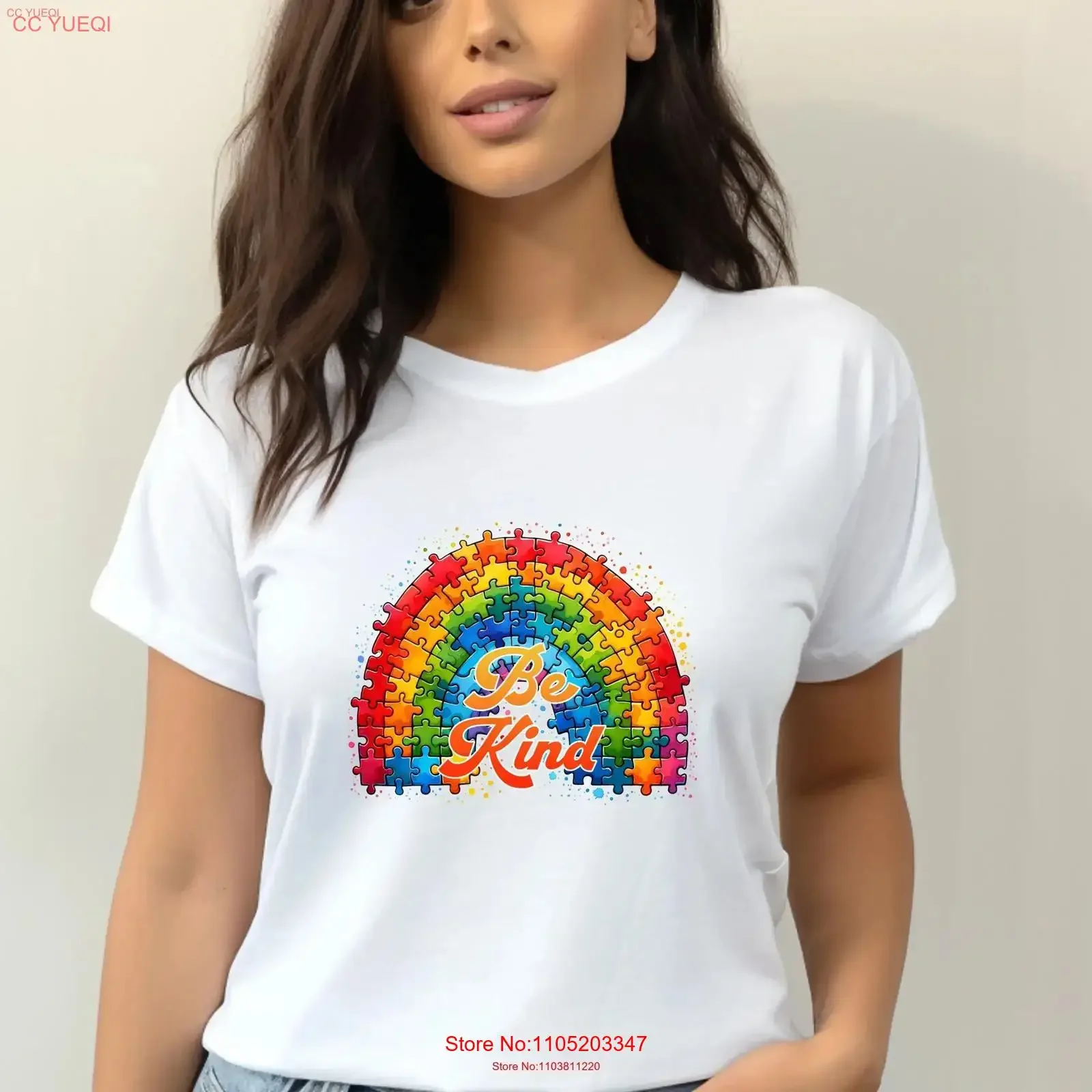 Rainbow Puzzle Piece T Shirt Kindness Positive Vibes vintage Washed ...