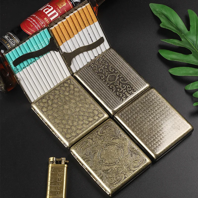 Vintage Metal Cigarette Case Portable Flip Cover Cigarette Box Crush ...