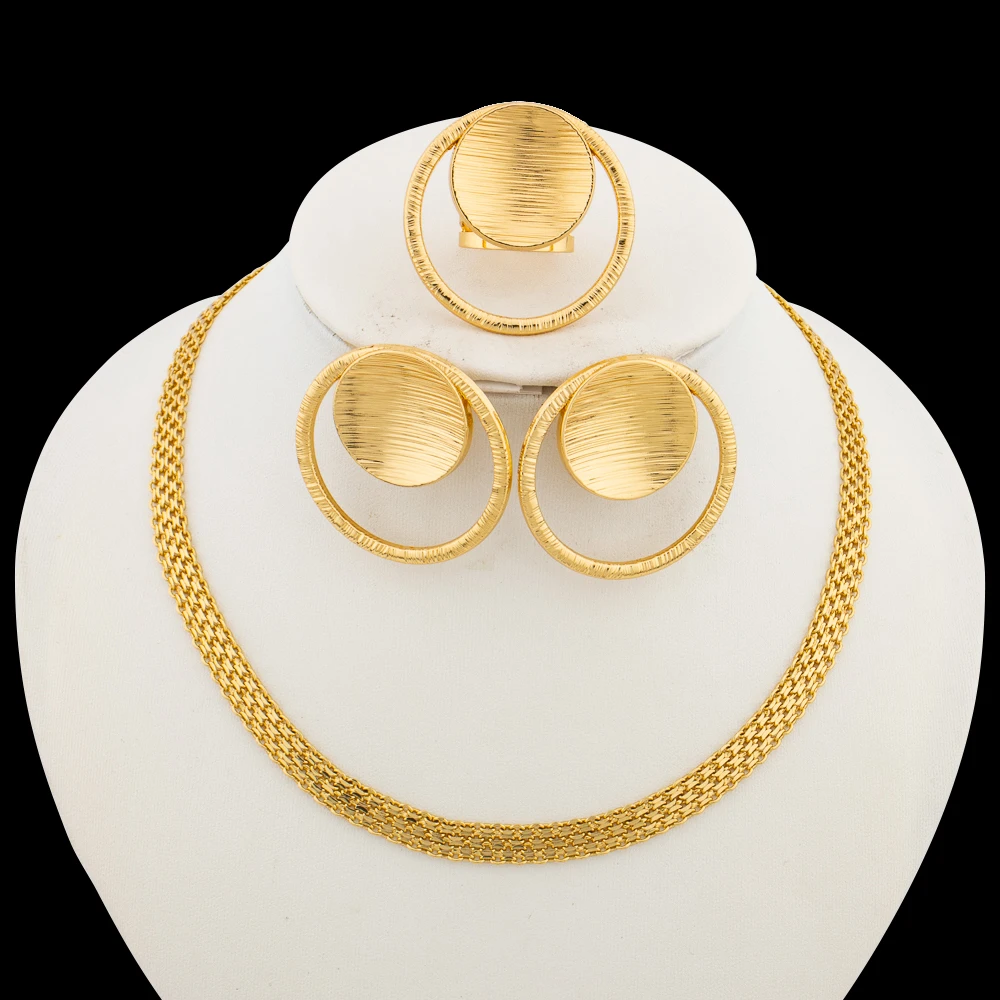 Fashion-Earrings-and-Ring-Jewelry-Set-for-Women-18k-Gold-Color-Clip ...