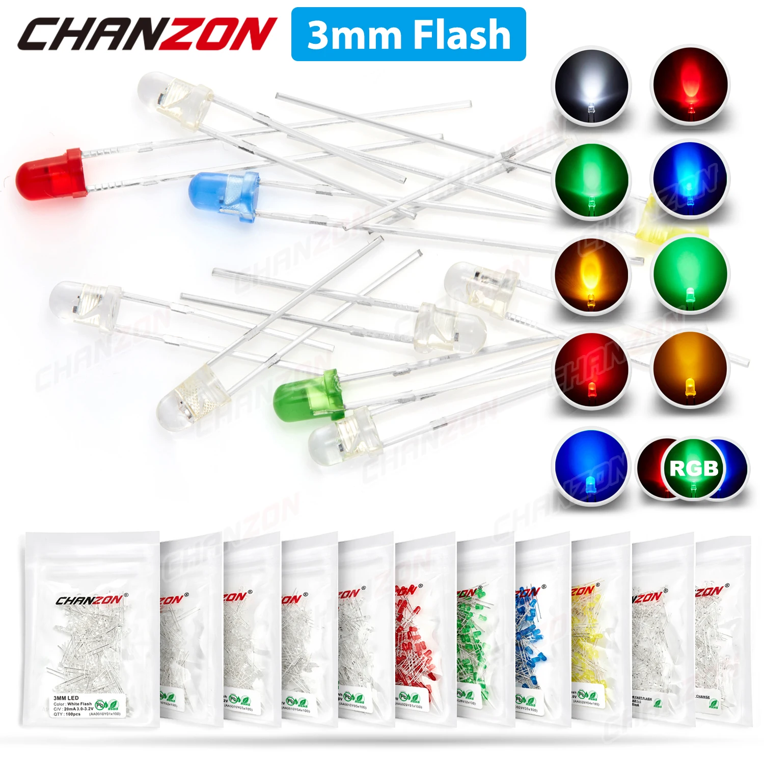 Ampoule-LED-diode-lectroluminescente-100-pi-ces-3mm-RGB-blanc-rouge ...