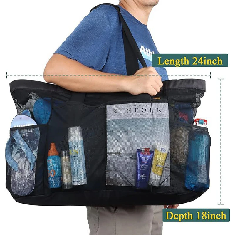 Extra Large Lightweight Foldable Waterproof Mesh Beach Tote with ...