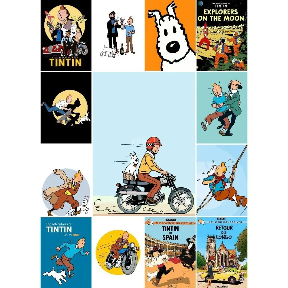 Tintin-Adventure-Cartoon-Culture-HD-Canvas-Painting-Retro-Poster-Wall ...