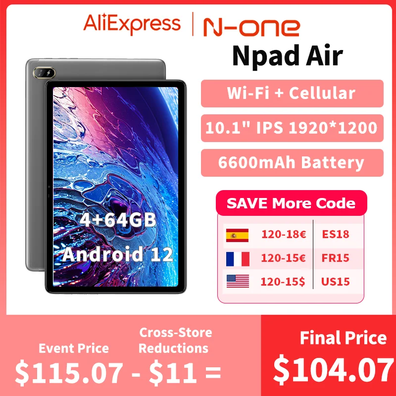 N one NPad Air 2023 Tablet PC 10,1 pulgadas 1920x1200 FHD IPS red 4G ...