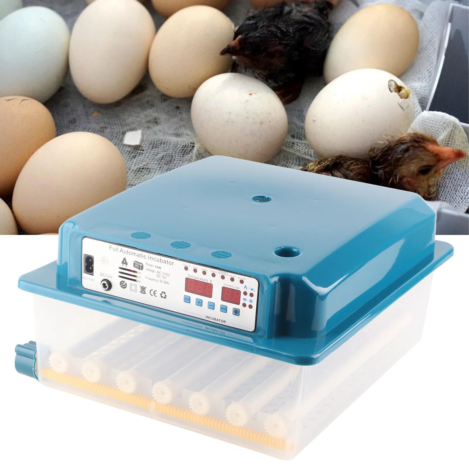 Poultry Hatching Machine Egg Incubator Blue 36 Eggs ABS Intelligent ...