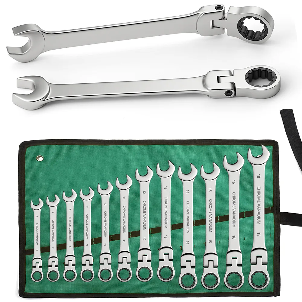 WOZOBUY-Ratchet-Metric-Wrench-Set-with-Movable-Head-Socket-Wrench-and ...
