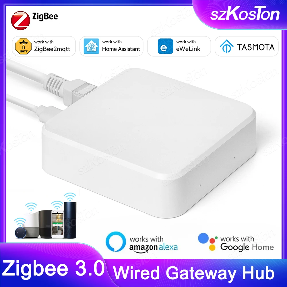 Casa inteligente zigbee 3.0 wired gateway hub ewelink app controle rj45 ethernet ponte funciona ...