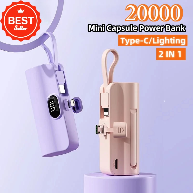 Mini Power Bank Portable Charger Capsule Powerbank External Spare ...