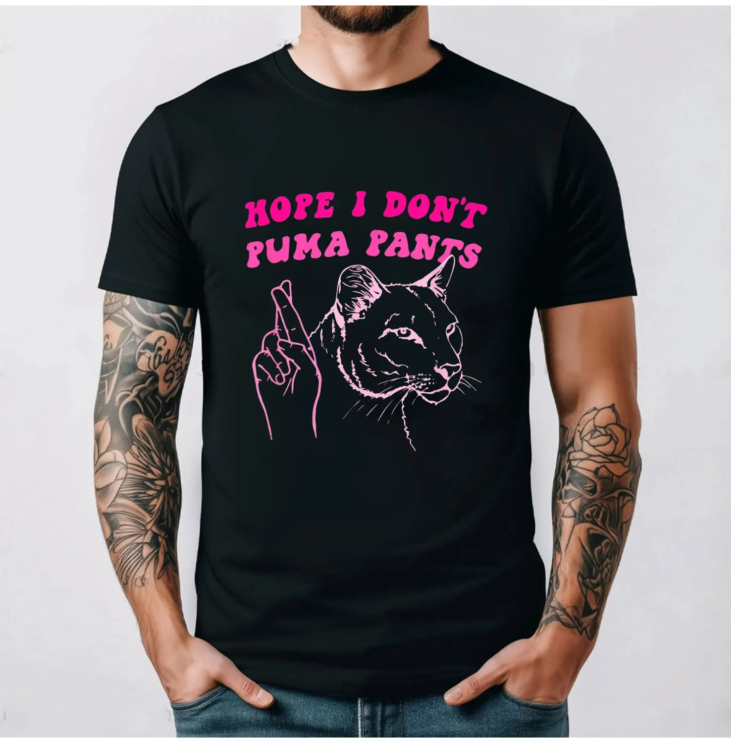 Hope I Don_t Puma Pants Funny Cat Pun Pink Quote Gift Unisex T-Shirt ...