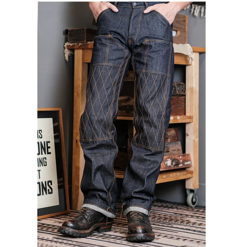 Simons Vintage Motorcycle Anti-fall Lingge Reinforcement 14OZ Selvege ...