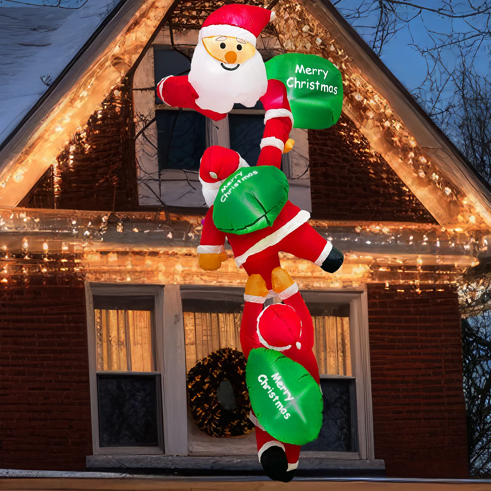 Christmas Climbing Santa Claus Inflatable with LED Lights Christmas ...
