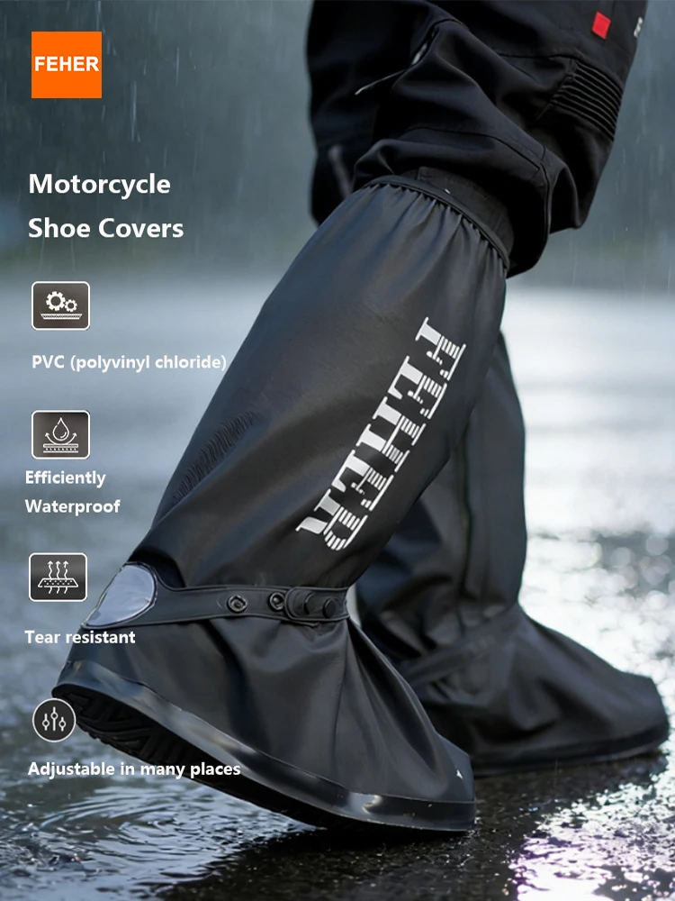 FEHER Motorcycle Shoe Covers Waterproof and Mud Tall Resistant PVC ...