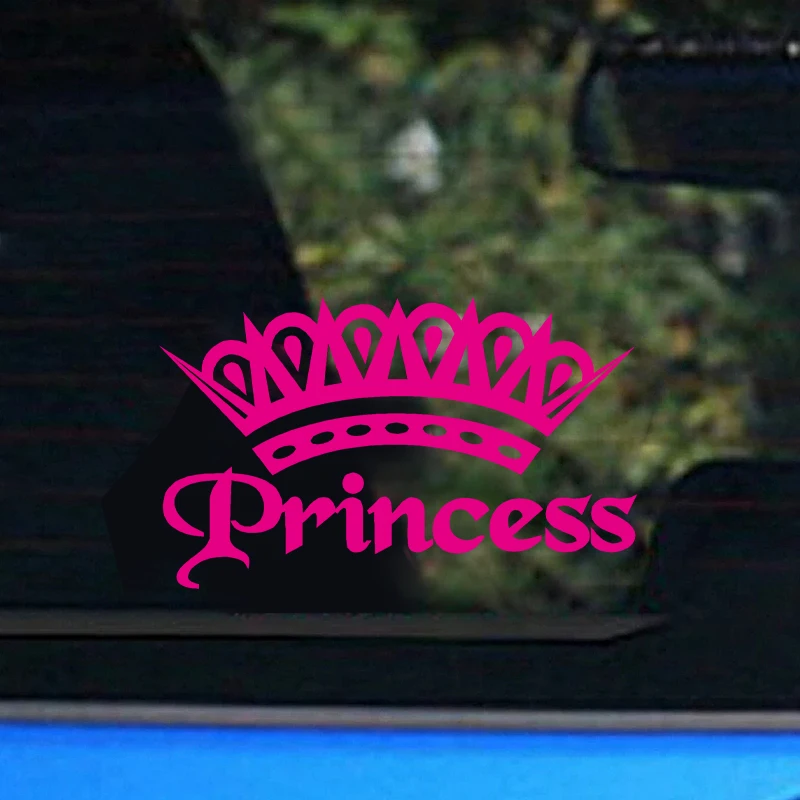 Cute-Hot-Pink-Princess-Crown-Vinyl-Sticker-Car-Window-Decoration ...