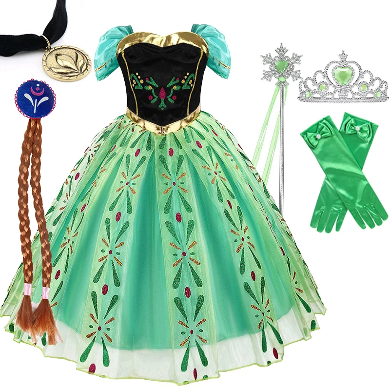 Vestido de princesa Anna y Elsa de Disney para niñas, vestido de malla ...