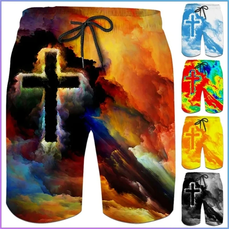 New Christian Jesus Cross 3d Printing Shorts Unisex Summer Casual ...