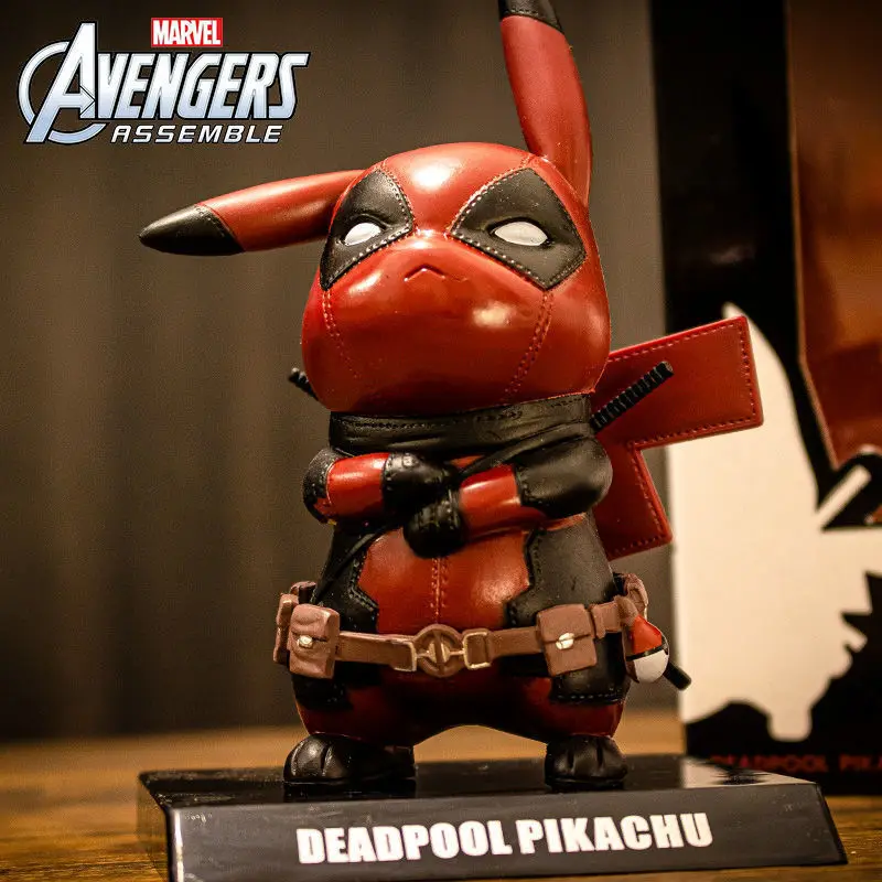 15cm Anime Pokemon Kawaii Pikachu Cos The Avengers Iron-man Deadpool ...