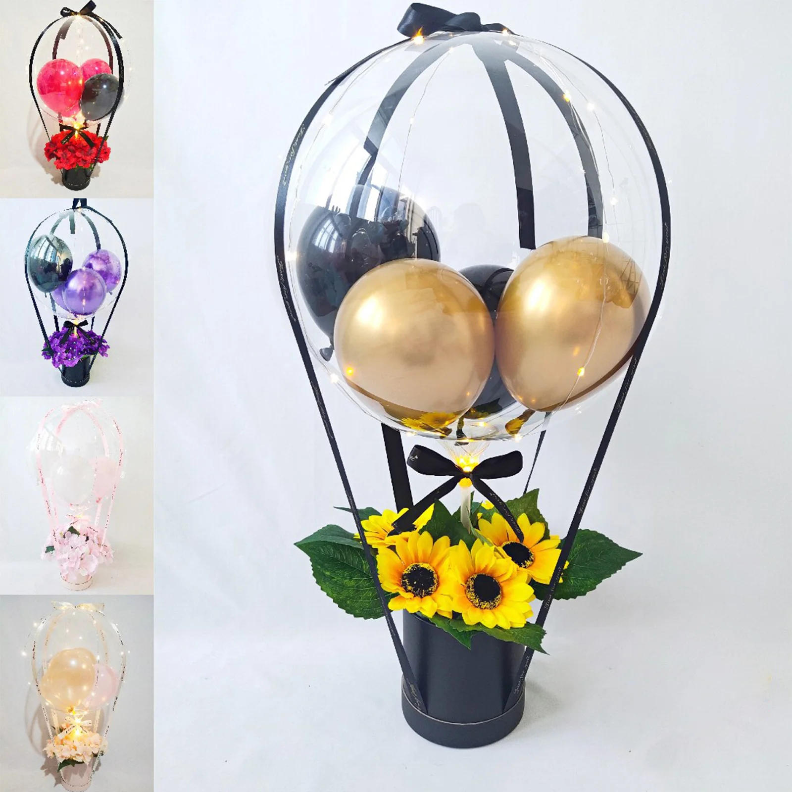 Luminous Hug Bucket Flower Basket Balloon Rose Bouquet Party ...