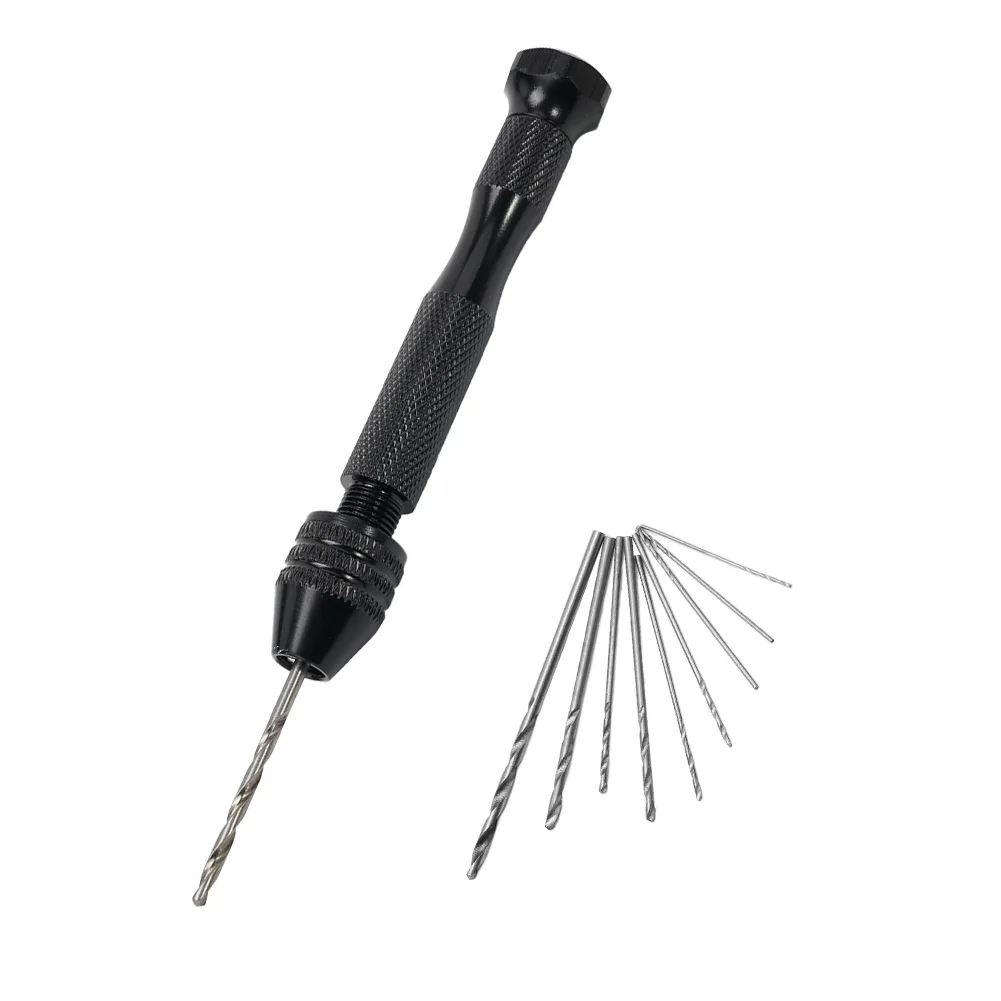 11pcs-Mini-Aluminum-Hand-Drill-With-Keyless-Chuck-HSS-Steel-Twist-Drill ...