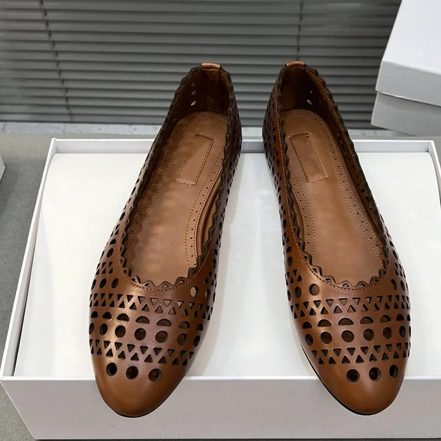 Summer-women-s-sandals-round-toe-flat-hollow-design-single-shoe-fashion ...