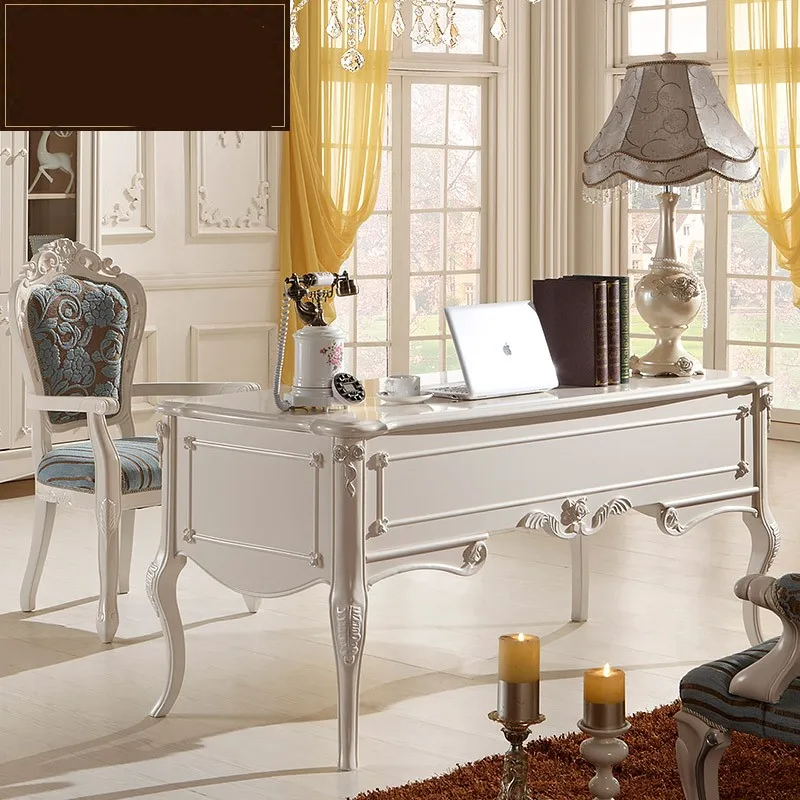 European-style-solid-wood-carved-desk-luxury-French-computer-study ...