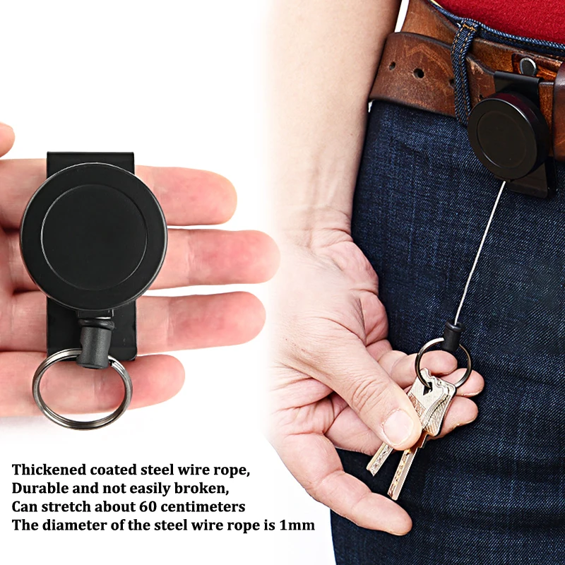 Retractable Keychain Badge Holder Reel With Multitool Carabiner Clip ...