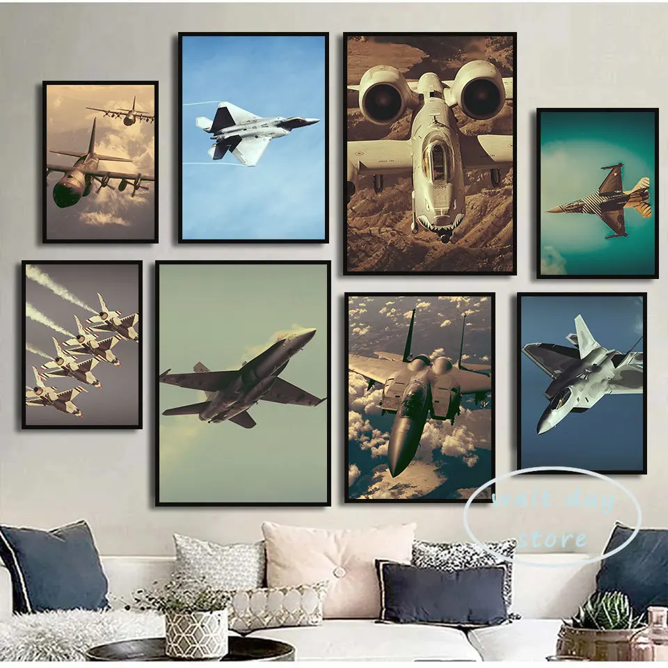 Vintage-Fighter-Jet-F22-F35-F18-Military-Poster-Wall-Art-for-Living ...