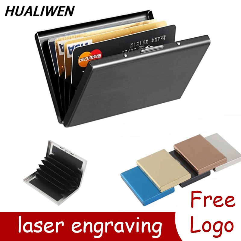 Card Holder Men RFID Blocking Aluminum Metal Slim Wallet Money Bag Anti ...