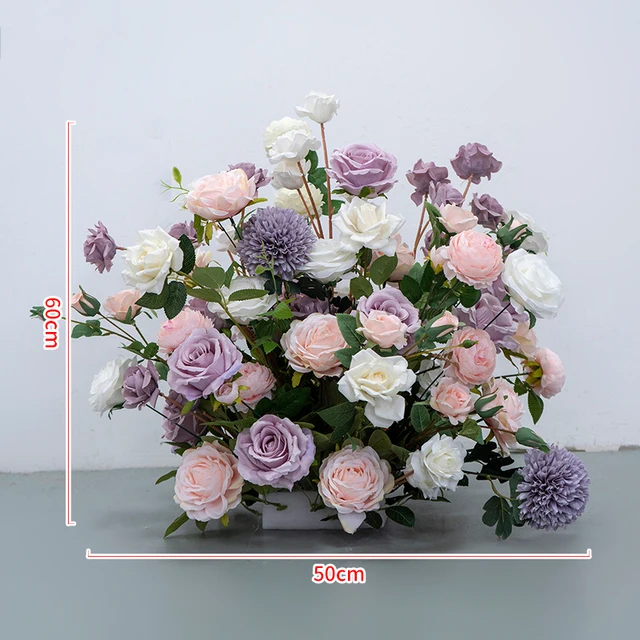 purple Rose Wedding Backdrop Floral Arrangement With Round Arch Frame ...