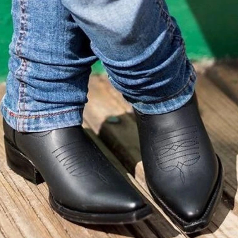 Black-Western-Boots-for-Men-Cowboy-Brown-Chelsea-Boots-Zipper-Ankle ...