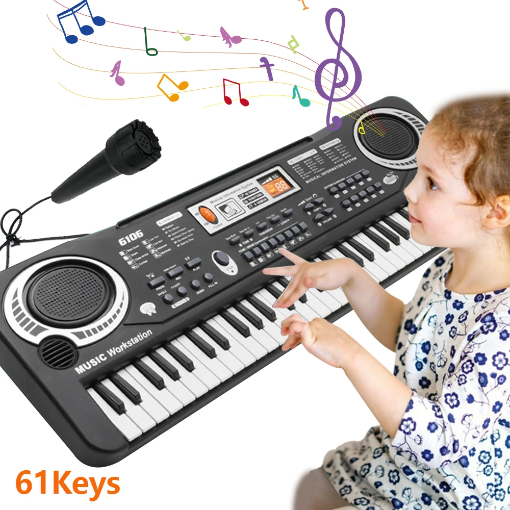 Kids-Electronic-Piano-Keyboard-Portable-61-Keys-Organ-with-Microphone ...