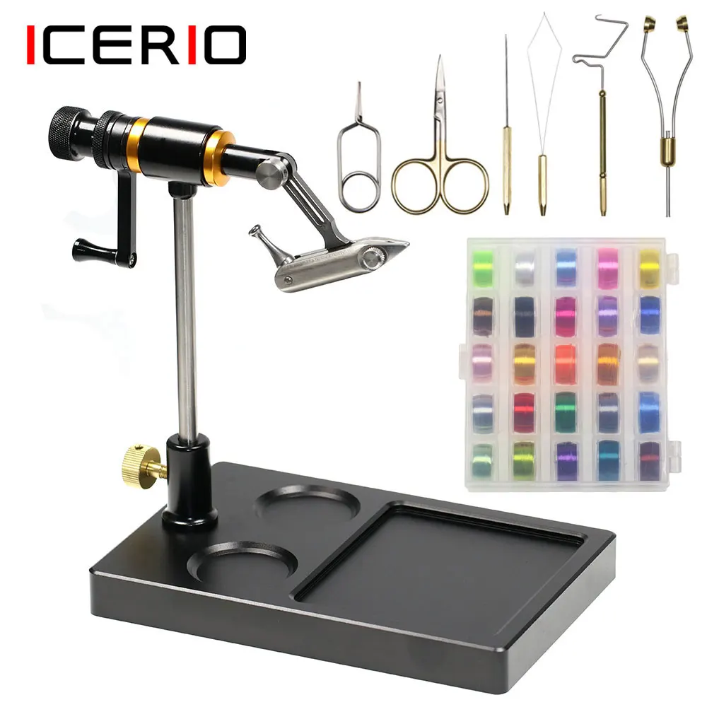 ICERIO-360-Rotary-Fly-Tying-Vise-Jig-Fishing-Lure-Maker-Tools-Bobbin ...