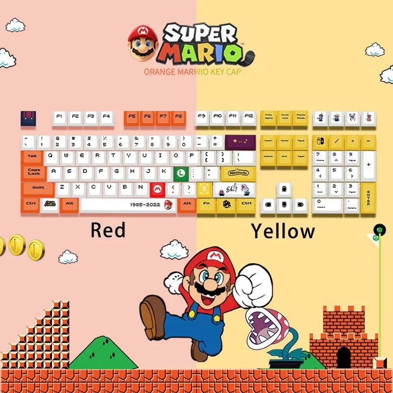 Super-Mario-Bros-Key-Caps-for-Mechanical-Keyboard-PBT-for-61-68-84-87 ...