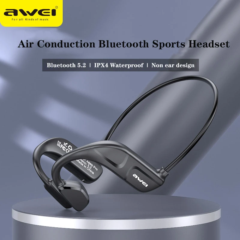 Awei A889BL A889 PRO 무선 블루투스 이어폰, 공기 전도 스포츠 이어버드, 마이크 포함, HIFI 핸즈프리 이어폰 ...