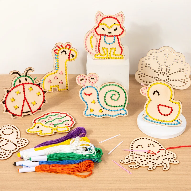Wooden Lacing Toys Fine Motor Skill Montessori Sensory Toys Sewing ...