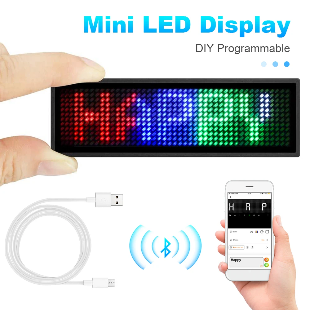 LED-Name-Badge-Multi-color-LED-Display-DIY-Programmable-Scrolling ...